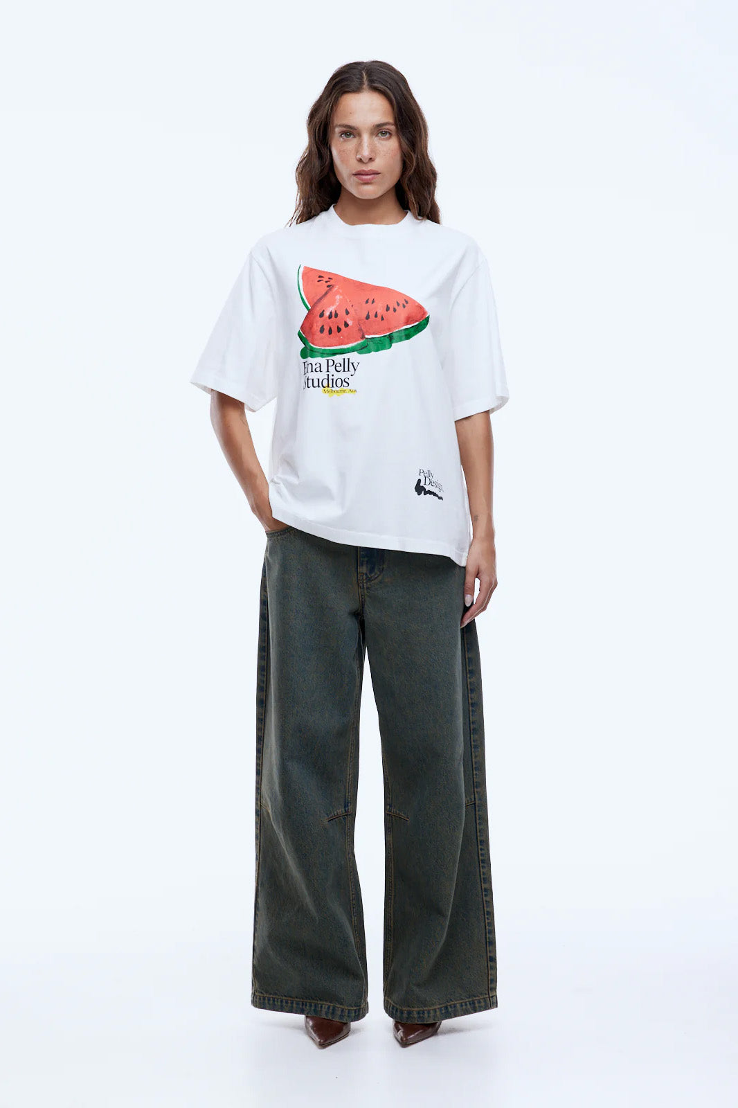 SHOP ENA PELLY - WATERMELON TEE - VINTAGE WHITE – Chachi