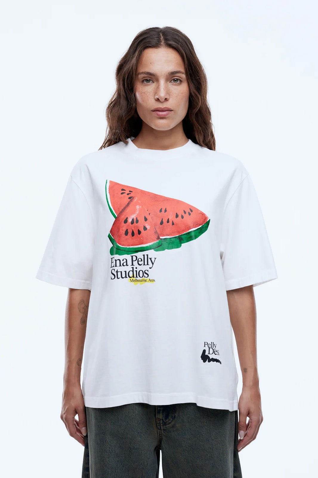 SHOP ENA PELLY - WATERMELON TEE - VINTAGE WHITE – Chachi