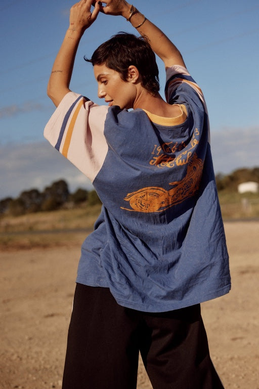 SHOP SABBI - THE VERY OVERSIZED ROSES AND TATTOOS TEE - BLUE| CHACHI ...