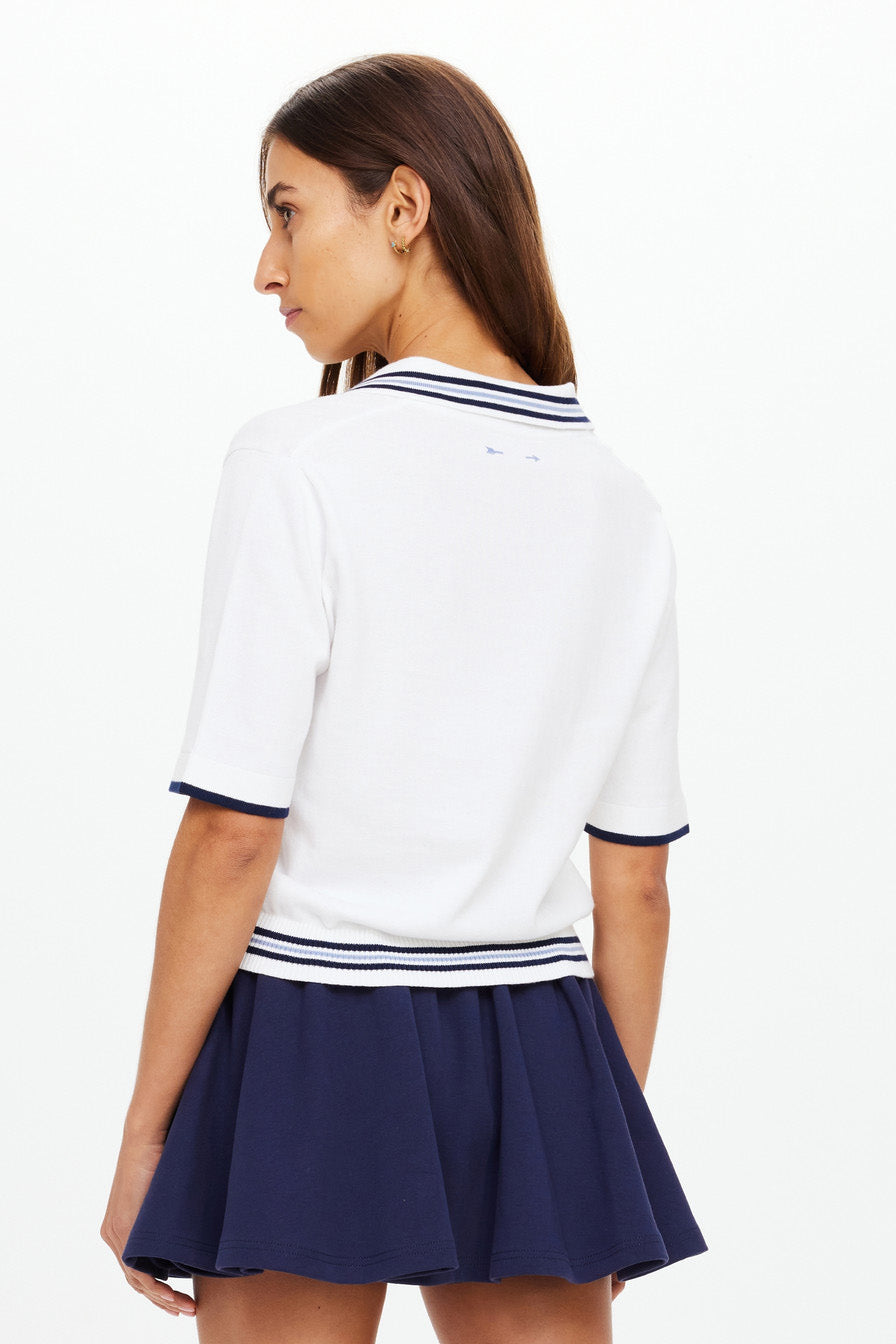 SHOP THE UPSIDE - ARCHIE COLLARED KNIT POLO - WHITE – Chachi